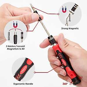 STREBITO Screwdriver Sets 142-Piece Electronics Precision Screwdriver with 120 Bits Magnetic Repair Tool Kit for iPhone, MacBook, Coumputer, Laptop, Tablet, PS4, Xbox, Nintendo, Eyeglasses, Jewelers