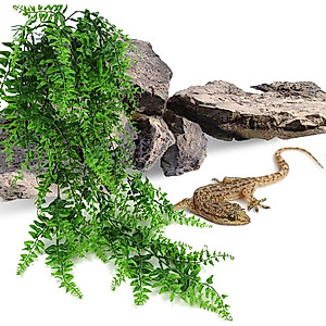 PINVNBY Reptile Plants Hanging Fake Vines Boston Climbing Terrarium Plant with Suction Cup for Bearded Dragons Lizards Geckos Snake Pets Hermit Crab and Tank Habitat Decorations (3 Pack)