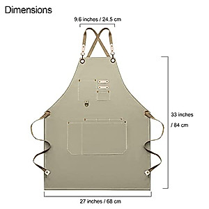 Dulabi Apron, Adjustable Chef Apron for Women and Men with Large Pockets, Cooking Kitchen Apron with Back Straps