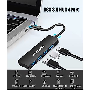 USB C Hub, 4-Port USB 3.0 Hub 5Gbps High Speed Data Transfer, USB Splitter USB Expander for Laptop, Xbox, Flash Drive, HDD, Console, Printer, Camera, Keyborad, Mouse