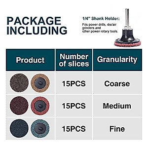 S SATC 46PCS Sanding Discs 2 Inch Roll Lock Quick Change Discs 1pcs 1/4'' Holder Surface Conditioning Discs Fine Medium Coarse for Die Grinder Surface Strip Grind Polish Burr Finish Rust Paint Removal