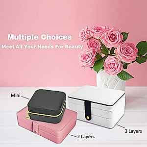 YINGMAN Small Jewelry Box, Portable Travel Jewelry Organizer Case, Ideal Gift for Girlfriend Wife Mother Daughter (Mini_Black)