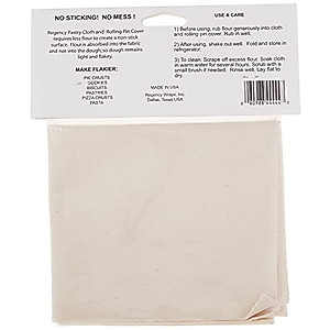 Regency Wraps Pastry Cloth & Rolling Set for Dough, 100% Cotton, Extra Large, 20 x 24 Cloth, 15" Rolling Pin Cover, Natural