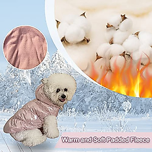 Dog Coat Dog Puffer Jacket Dog Snowsuit with D-Ring and Dog Lash Cat Dog Coats for Small Puppy Dogs Boy Girl Dog Hoodie Clothes Waterproof Windproof Warm Soft Fleece Dog Winter Coat Pink M