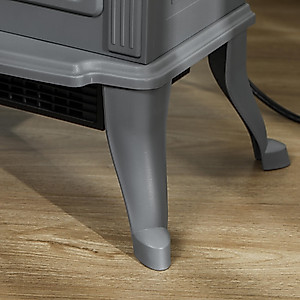 HOMCOM 17" Freestanding Electric Fireplace Stove, Fire Place Heater with Realistic Logs and Flame Effect and Overheat Protection, 750W/1500W, Gray