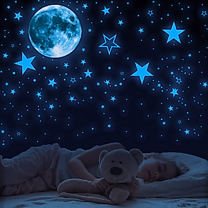 VUDECO Glow in The Dark Stickers Glow in The Dark Stars for Ceiling Glow in The Dark Moon and Glow Stars for Ceiling Over 1000 PCS Glow in The Dark Ceiling Decorations Perfect Kids Room Decor