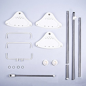 BAOYOUNI 3-Tier Shower Pole Caddy Tension Rod Bathroom Corner Shelf Bathtub Kitchen Countertop Spices Storage Rack Organizer with 1 Towel Bar, Ivory, 45.27-98.42 Inches