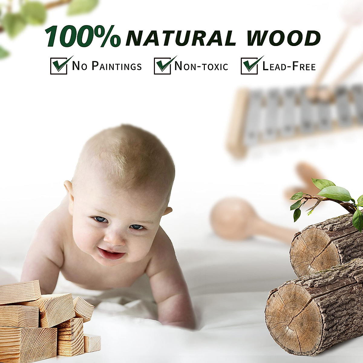 Toddler Musical Instrument Toys, Kids Wooden Percussion Music Instruments Set for Toddlers, Preschool Education Early Learning Baby Musical Toys for Boys and Girls