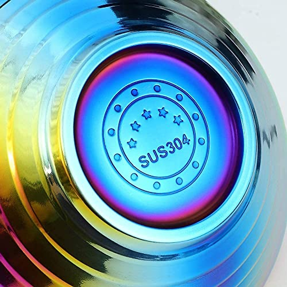 TUPMFG Ramen Noodle Bowl Sets: Stainless Steel Korean Bowls Large Metal Pho Soup Bowl with Chopsticks and Spoons Rainbow 2PCS