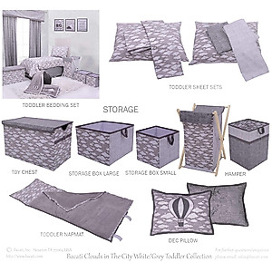 Bacati - Clouds in The City Grey Cityscape 2 Pack 100% Cotton Percale for US Standard Crib/Toddler Bed Fitted Sheets, White/Grey (CCWGCT2CS)