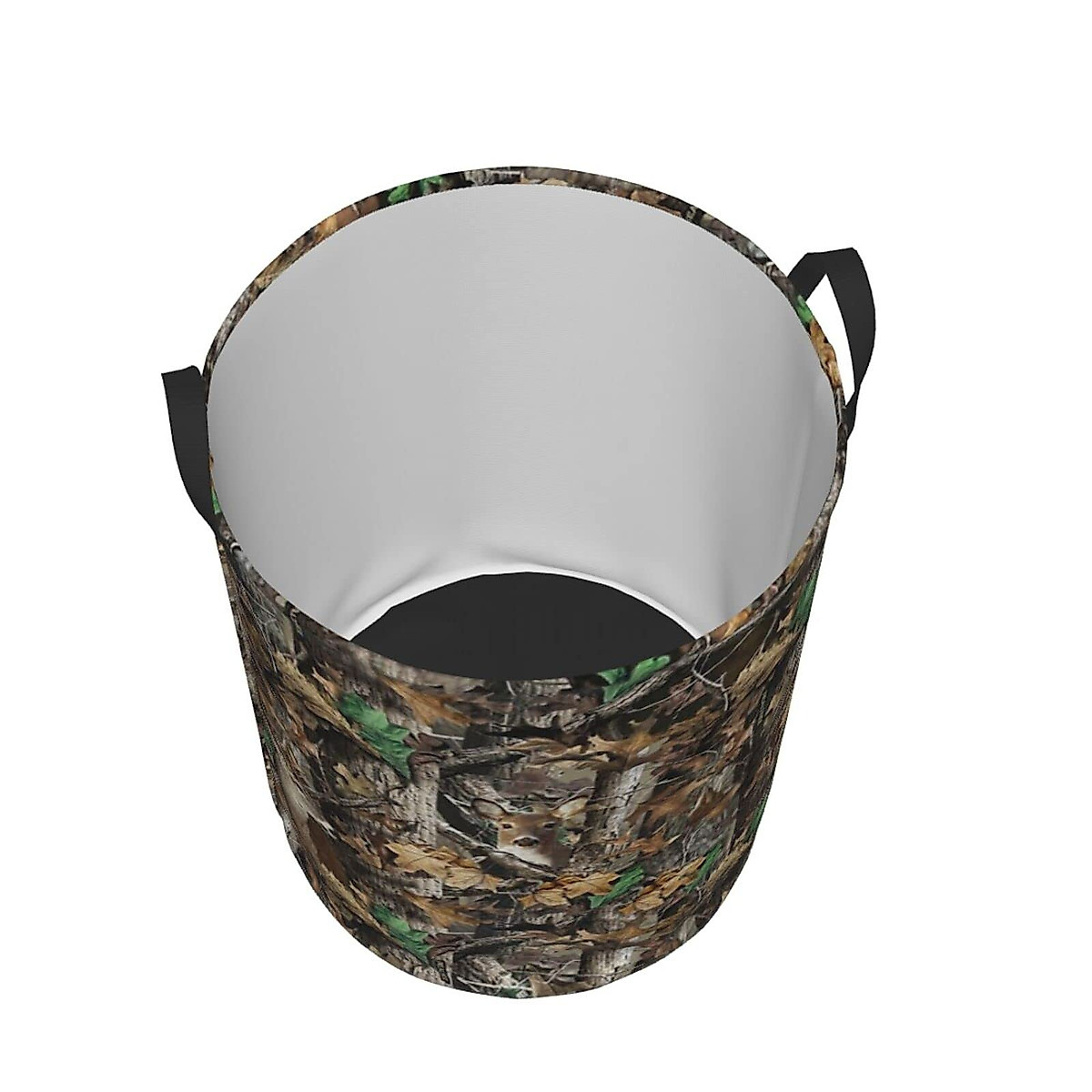 Camo Deer Camouflage Hunting Round Fabric Storage Bin,Decorative Basket,Organizer Basket With Handles,For Clothes Storage,Books And Sundries