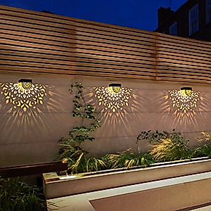 EKQ Solar Fence Lights 6 Pack Solar Deck Lights Outdoor Waterproof LED Solar Powered Step Lights Wall Lights Outdoor Decorations Warm Yellow Light Decorative Lighting for Garden, Front Door, Backyard