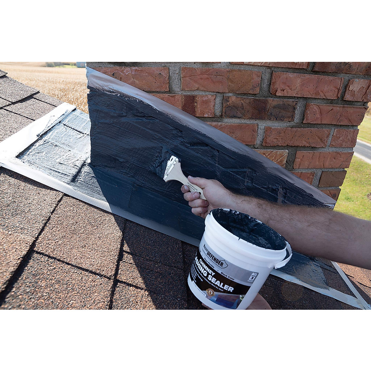 MasonryDefender Chimney Flashing Sealer - Flexible Coating That Protects Chimney Flashings from Water Leaks