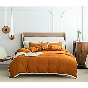 EVERLY 100% Pure Linen Duvet Cover Set King Size104X90Inch 3pcs (1 Duvet Cover,2 Pillowcases) Soft and Breathable for All Season with Coconut Button Closure, Suitable for Hot Sleepers-Dark Grey