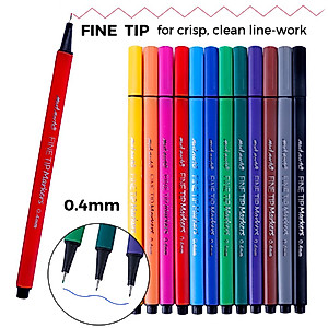Mont Marte Fine Tip Markers Tri Grip in Case 12pce