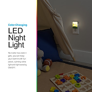 GE Color-Changing LED Night Light, Forest Design, Plugs Into Wall, Dusk To Dawn Sensor, For Kids Adults Bedroom Bathroom, Play Room, Nursery, 1 pack, 52711