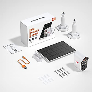 Tuck Solar Security Cameras Wireless Outdoor, 1080P HD Battery Power WiFi Surveillance Indoor Home Camera with 4 Spotlights, Color Night Vision, 2-Way Audio, Human Detection, Cloud Storage