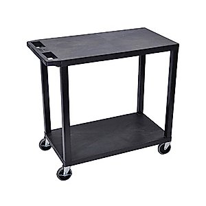 Offex 32" x 18" Mobile Multipurpose Utility Cart with 2 Flat Shelves, Push Handle - Black, Great for Garage, Shop or Storage Area