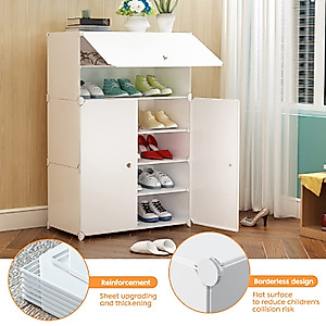 enlitoys Shoe Rack Organizer 6-Tier Shoe Cabinet Expandable Free Standing Shoe Rack (24x12x36 inches) Portable Shoes Organizer Covered Shoe Rack White