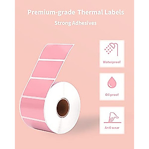 Label Printer with Thermal Pink Round Label - 1.25" x 2.25",1000 Sheets/Roll, 1 Roll