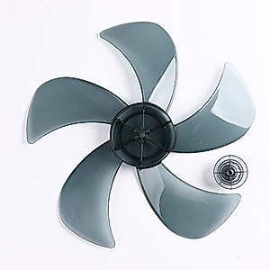 iiniim 12/14 Inch Universal Plastic Fan Blade Replacement 5 Leaves with Nut Cover for General Standing Fan Table Fanner Gray 12 Inch