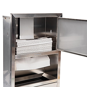 Mind Reader Paper Towel Dispenser and Trash Can, Wall-Mounted, Bathroom, Stainless Steel, 13.5" L x 29.5" H x 5.75" D, Silver