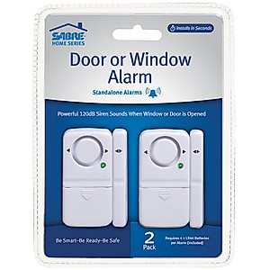 SABRE Wireless Home Security Door Window Burglar Alarm with LOUD 120 dB Siren, DIY EASY to Install, 2-Pack,white