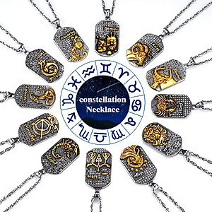 Hip Hop Taurus Necklace for Men Women Dog Tag Zodiac Jewelry Stainless Steel pendant with Chain