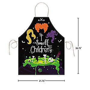 PETCEE Halloween Apron I Smell Children Cooking Aprons with Witches Ghosts Bats Halloween Kitchen Apron with Adjustable Waist Strip for Women Men