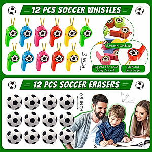 Joyvorite 158 PCS Soccer Party Favors Set with Soccer Goodie Bags Soccer Slap Bracelets Soccer Straws Puzzle Tattoo Stickers Erasers Keychains Whistle Soccer Party Supplies Soccer Party Decorations