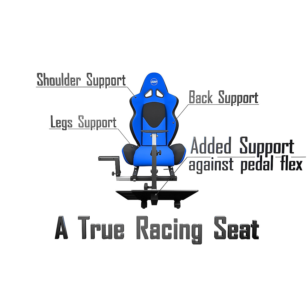 OpenWheeler Advanced Racing Seat Driving Simulator Gaming Chair with Gear Shifter Mount Blue