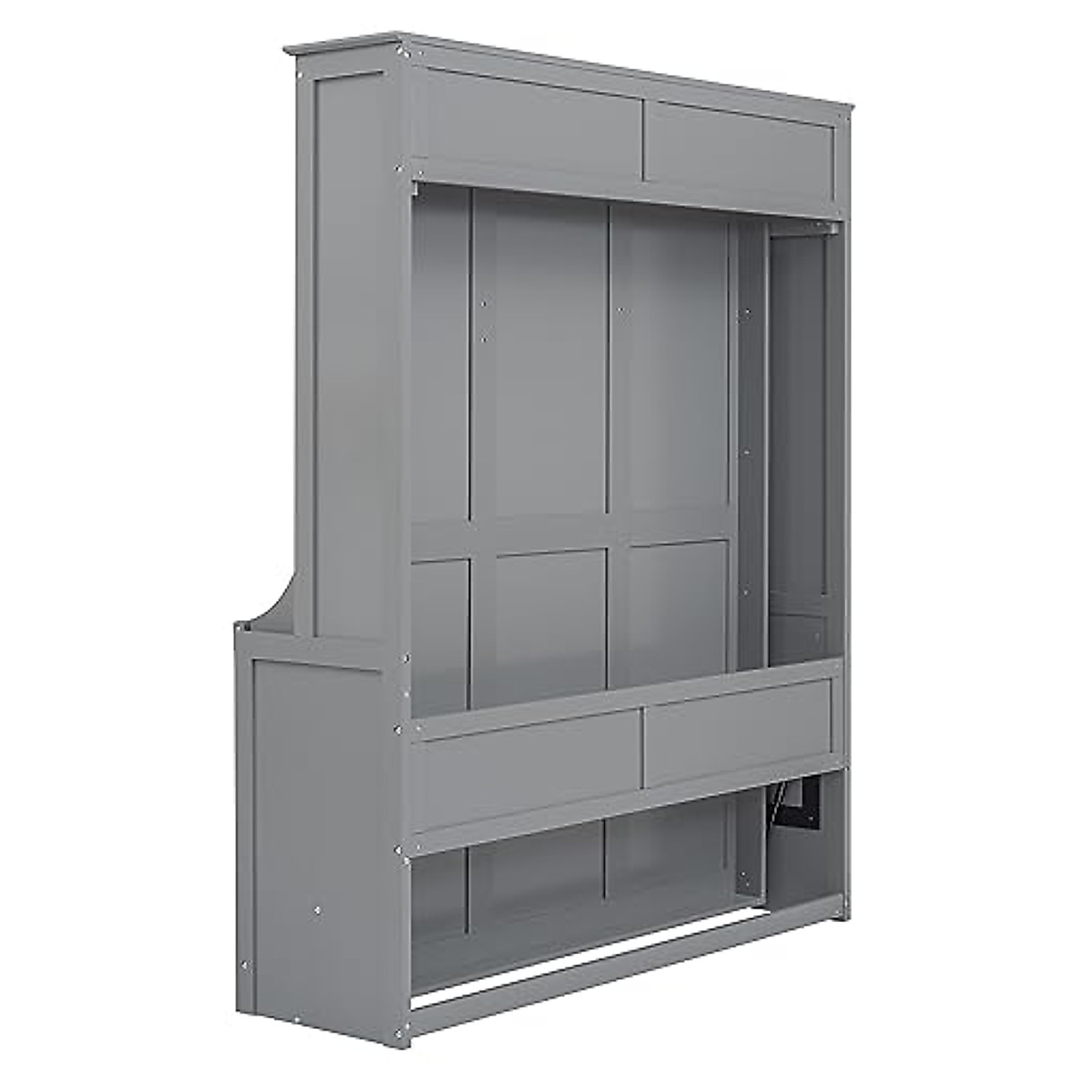 BOVZA Queen Murphy Bed with a Shelf, Space-Saving Wall Bed for Guest Room or Home Office, Gray