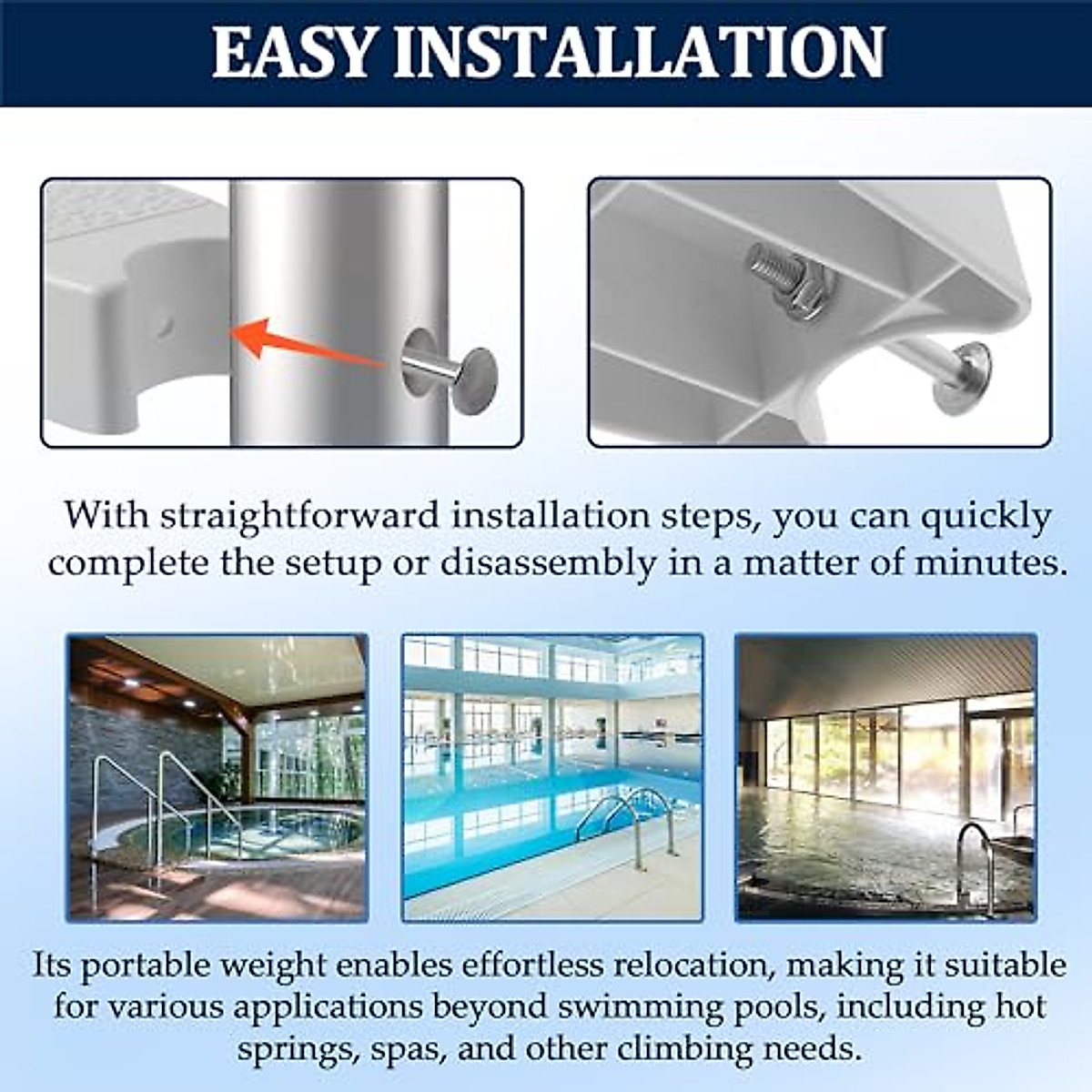 TonGass (3-Pack, White) Universal Fit for 17.3" Swimming Pool Ladder Replacement Steps for Inground Pools Plastic Ladder Steps for Above Ground Pool Ladder Replacement Steps for Pool Ladder