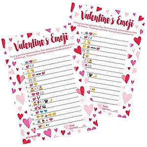 Valentine's Day Emoji Game - Fun Classroom Party Activity for Kids & Adults - 25 Player Cards, Valentine Guessing Game for Families, Couples, & Friends