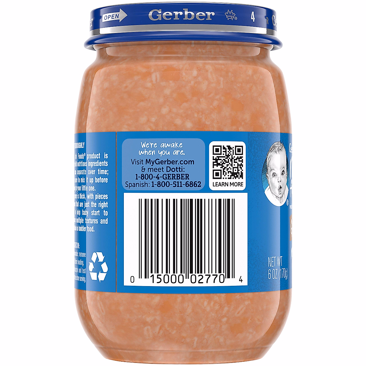 Gerber 3rd Foods Natural for Baby Grain & Grow Baby Food Jar, Pear Peach Oatmeal, Made with Natural Fruit & Vitamin C with Advanced Texture, 6 OZ Glass Jar (Pack of 12)