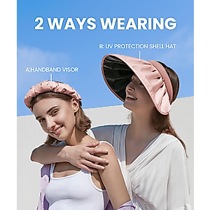 BENEUNDER Visor Hats for Women UPF50+ UV Protection, Adjustable Foldable Wide Brim Sun Hats, Lightweight for Summer Travel (24 Black)