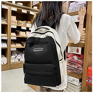 Kawaii Aesthetic Back to School Backpack with Lovely Pendant for Girls and Boys Christmas Gifts in 5 Colors (Black)