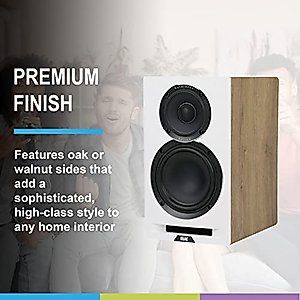 ELAC Uni-Fi Reference 3-Way 5-1/4" Bookshelf Speakers, Oak or Walnut Speakers for Home Theater and Stereo System, White Baffle with Oak Sides