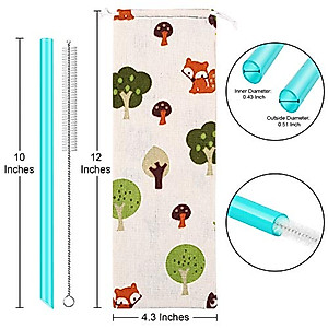 [Angled Tips] 12 Pcs Reusable Boba Straws and Smoothie Straws with 1 Storage Bag and 2 Brushes, BPA Free Food Grade