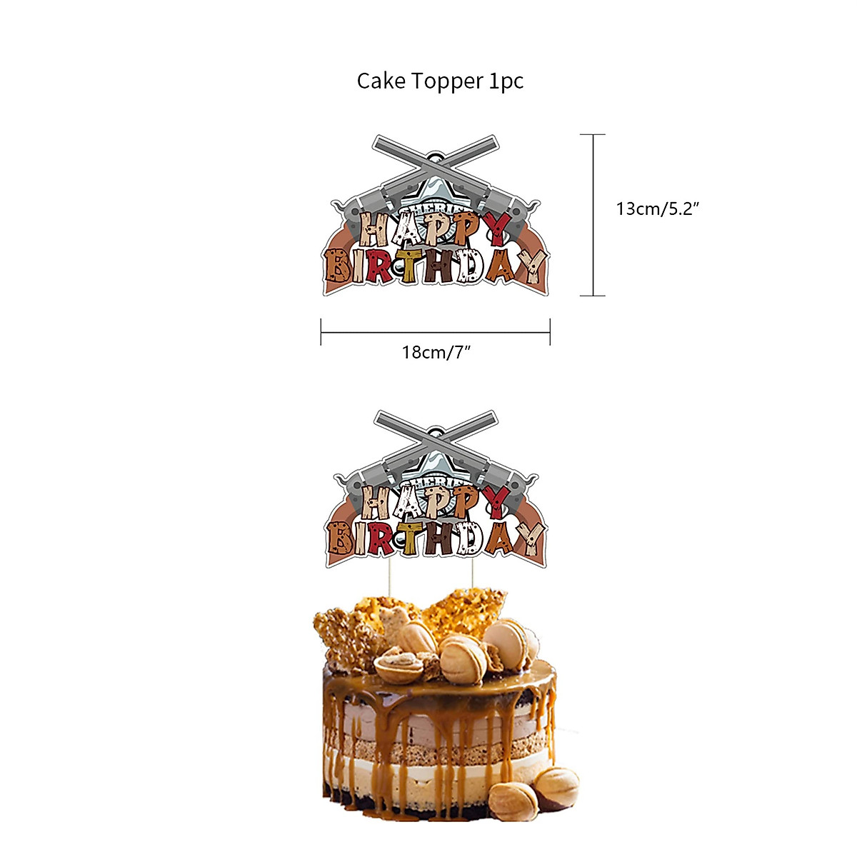 34Pcs Western Cowboy Theme Birthday Party Supplies and Decorations Western Cowboy Happy Birthday Banner,Latex Balloon, Cupcake Toppers, Set Anime Birthday Party Supplies for Kids Family