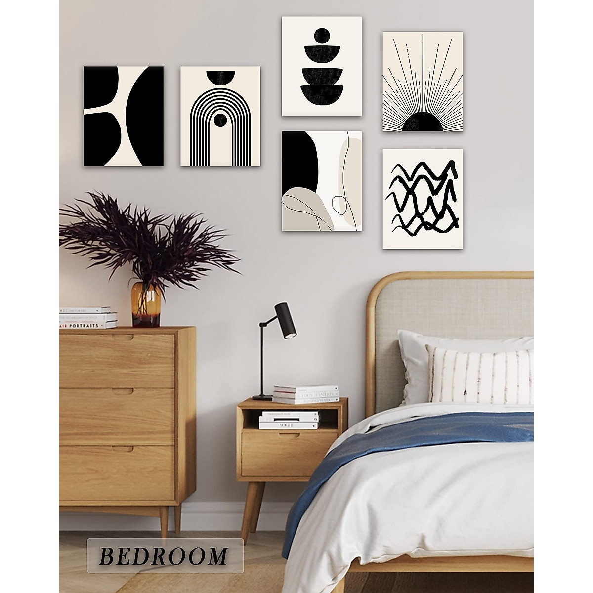 𝗗𝗿𝘀𝗼𝘂𝗺 Abstract Boho Wall Art Minimalist Geometric 𝗙𝗿𝗮𝗺𝗲𝗱 Wall Decor Boho Room Decor Black Brown Beige Line Art Canvas Painting Mid Century Modern Prints Bohemian Posters for Living Room Bedroom
