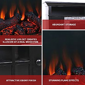 Allen Home Bennett 66 inch Freestanding Electric Fireplace TV Stand - Farmhouse Ebony, ASMM-017-2866-S502-T