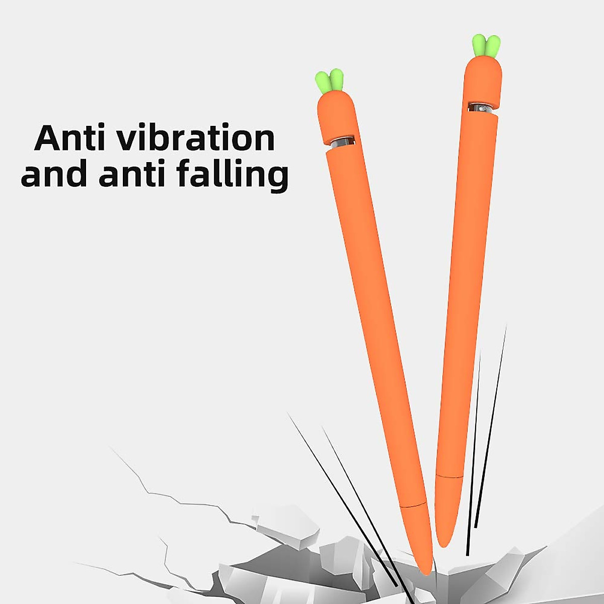 Love Mei Silicone Case for Apple Pencil Silicone Sleeve for 1st Generation Holder Protective Skin Cover case for iPad, Cute Carrot Accessories Soft Grip Pouch with Pencil Tip Cover /1st Orange