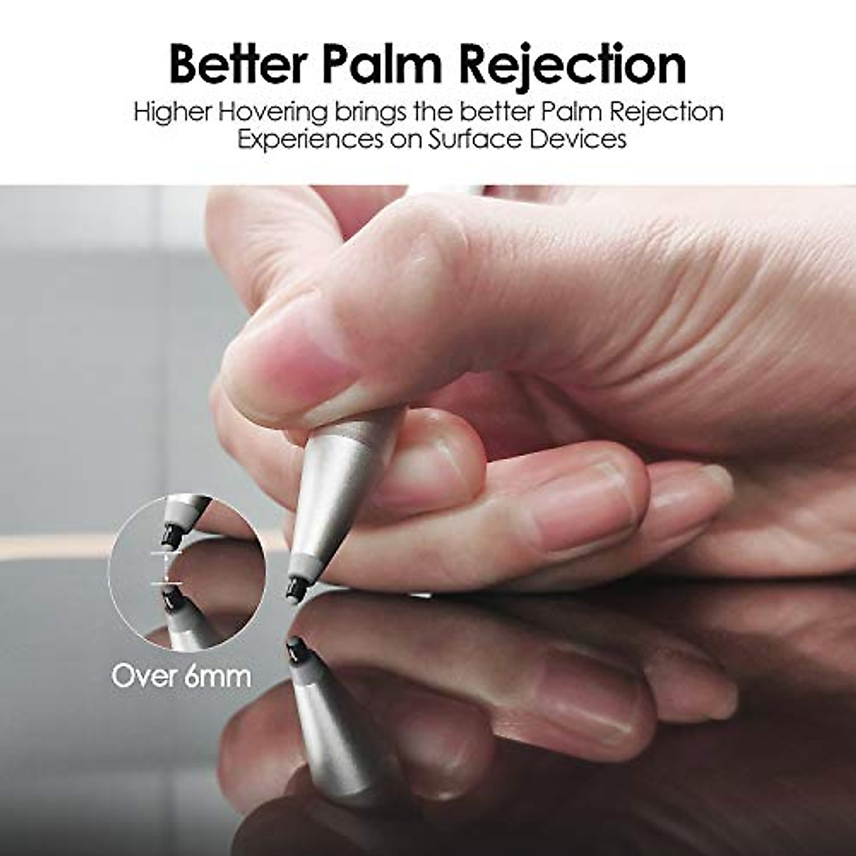 Uogic Pen for Microsoft Surface, Palm Rejection, 1024 Levels Pressure, Flex & Soft HB Nib, Compatible with Surface Pro/Studio/Book/Laptop/Go, Including 2 Spare Nibs & AAAA Battery