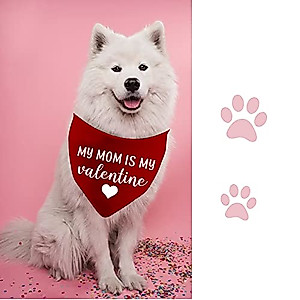 JXGZSO 1 Piece My Mom/Dad is My Valentine Dog Bandana Valentine's Day Dog Bandana Gift (Mom is My Valentine D)