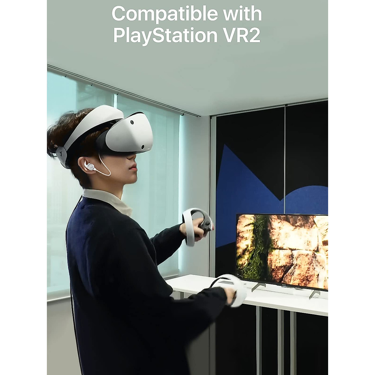 Ryoko VR Gaming Earphones for Meta Quest 2 Headset and PlayStation VR2, 3D 360° Surround in-Ear Headphones, Low Latency, Custom Length Cables, with 3 Sizes of Ergonomic Ear caps