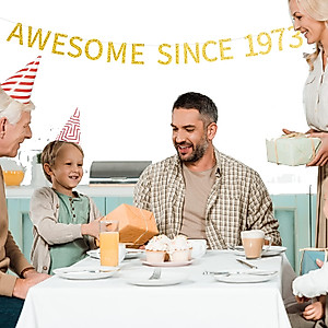 Awesome Since 1973 Banner Pre-strung Happy 52nd Birthday Banner Gold Glittery 52 Fifty Two Years Old Birthday Party Decorations for Men Women