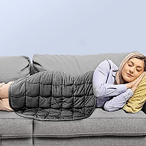 STARLENGET Weighted Blanket for Adult Travel Size, 7lbs Weighted Body Blanket, Crystal Velvet Weighted Lap Blanket Throw for Sleeping, Calming & Relaxing, Machine Washable (Black)