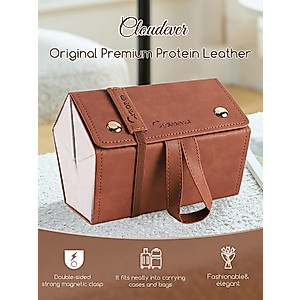 cloudever Sunglasses Travel Case Organizer for Men Women, Eyeglasses Foldable Hanging Case Storage Holder Organizer (Orange Brown)