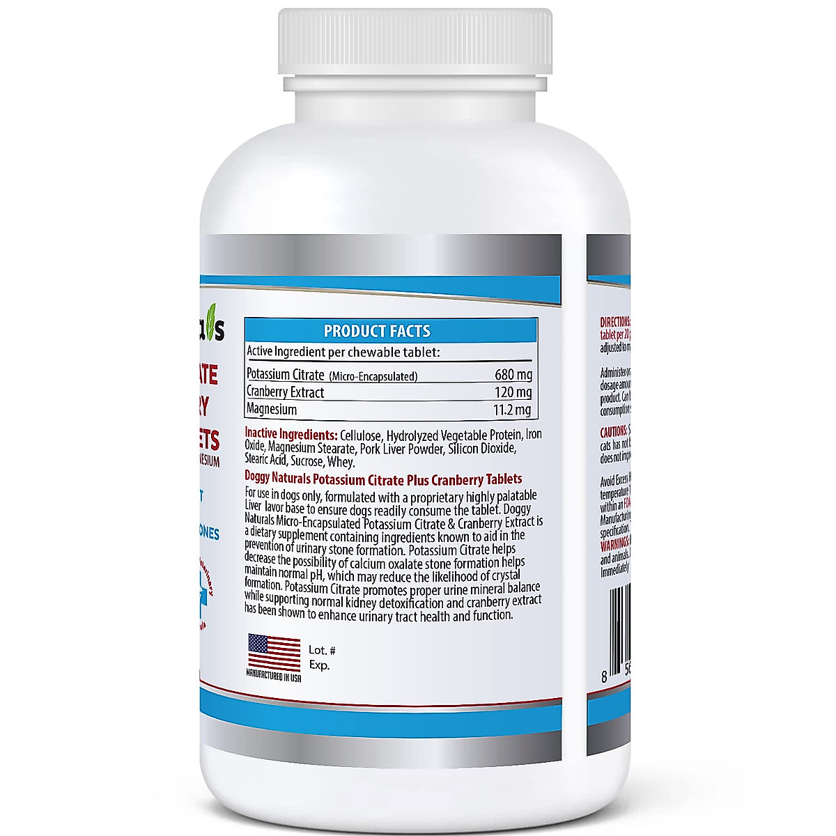 Potassium Citrate Plus Cranberry with Magnesium Supplement for Dogs (60 Tablets) - Urinary Tract Support - Helps Deter Formation of Calcium Oxalate Stones-Deters Bladder & Kidney Stones(Made in U.S.A)